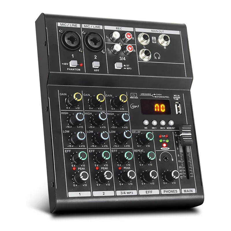 2-Channel Professional Sound Mixer Console Mini Audio Mixer Sound Card ...