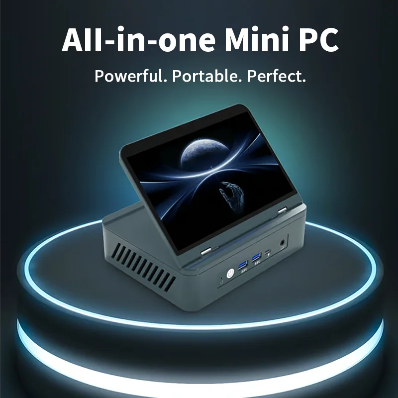 AMD 7"Screen Mini PC Ryzen 9 6900HX 8 Core DDR5 2xLAN 2.5G NVMe 2*Type ...