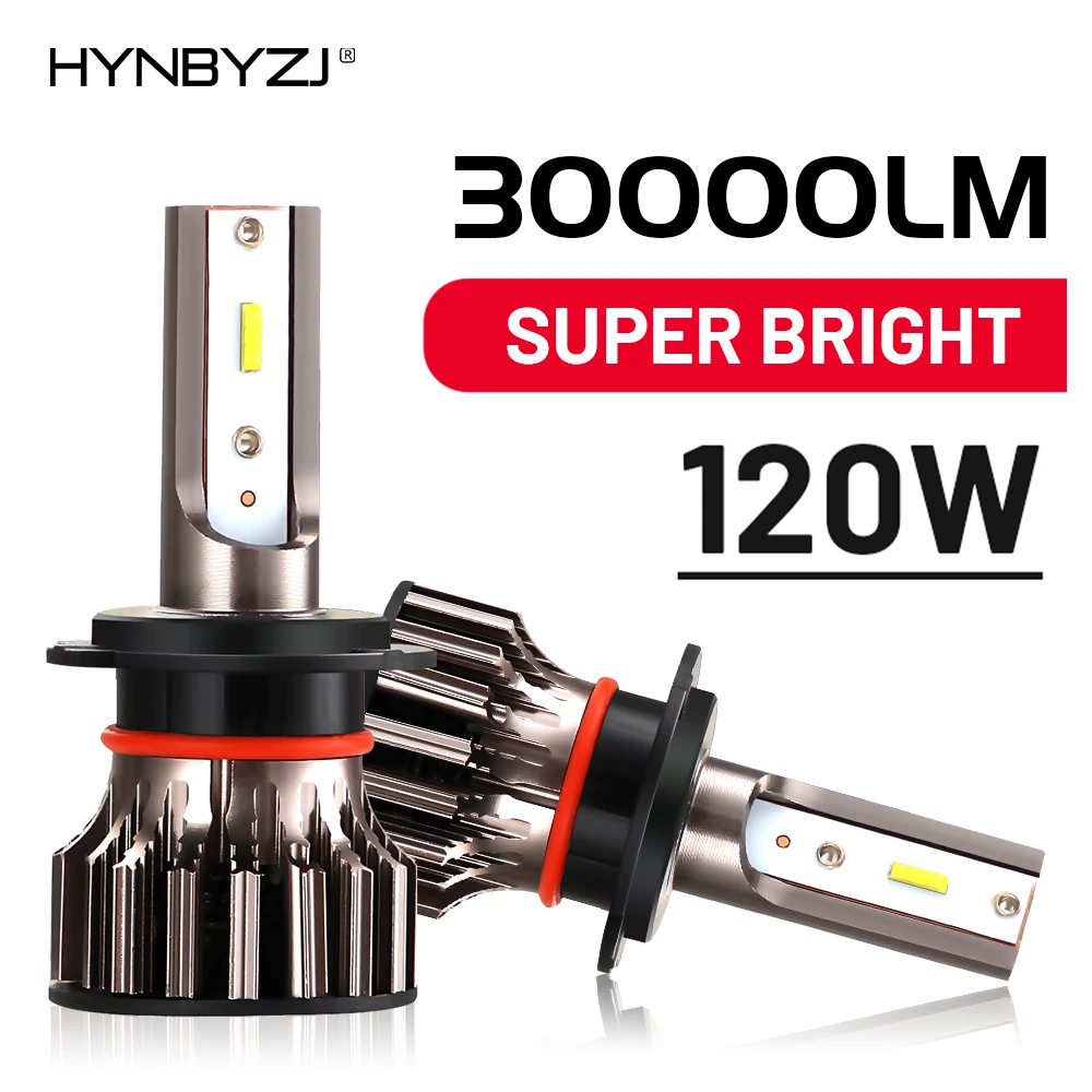 HYNBYZJ 2Pcs Car Headlights H7 LED 120W H4 LED canbus H1 H8 H11 HB3 9005 HB4 9006 8000LM 6500K ...