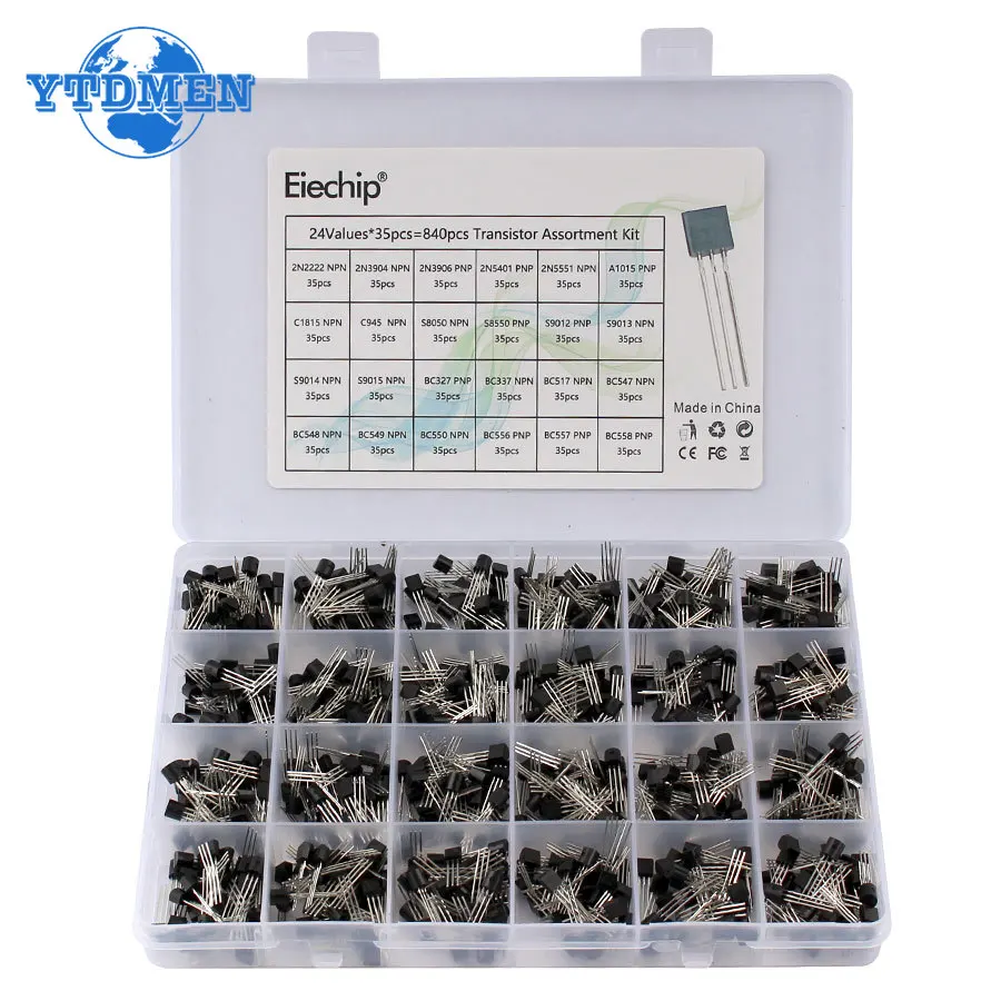 840pcs-set-24Values-TO-92-Transistor-Assortment-Kit-BC327-BC337-BC547-Transistor-2N2222-3904 ...