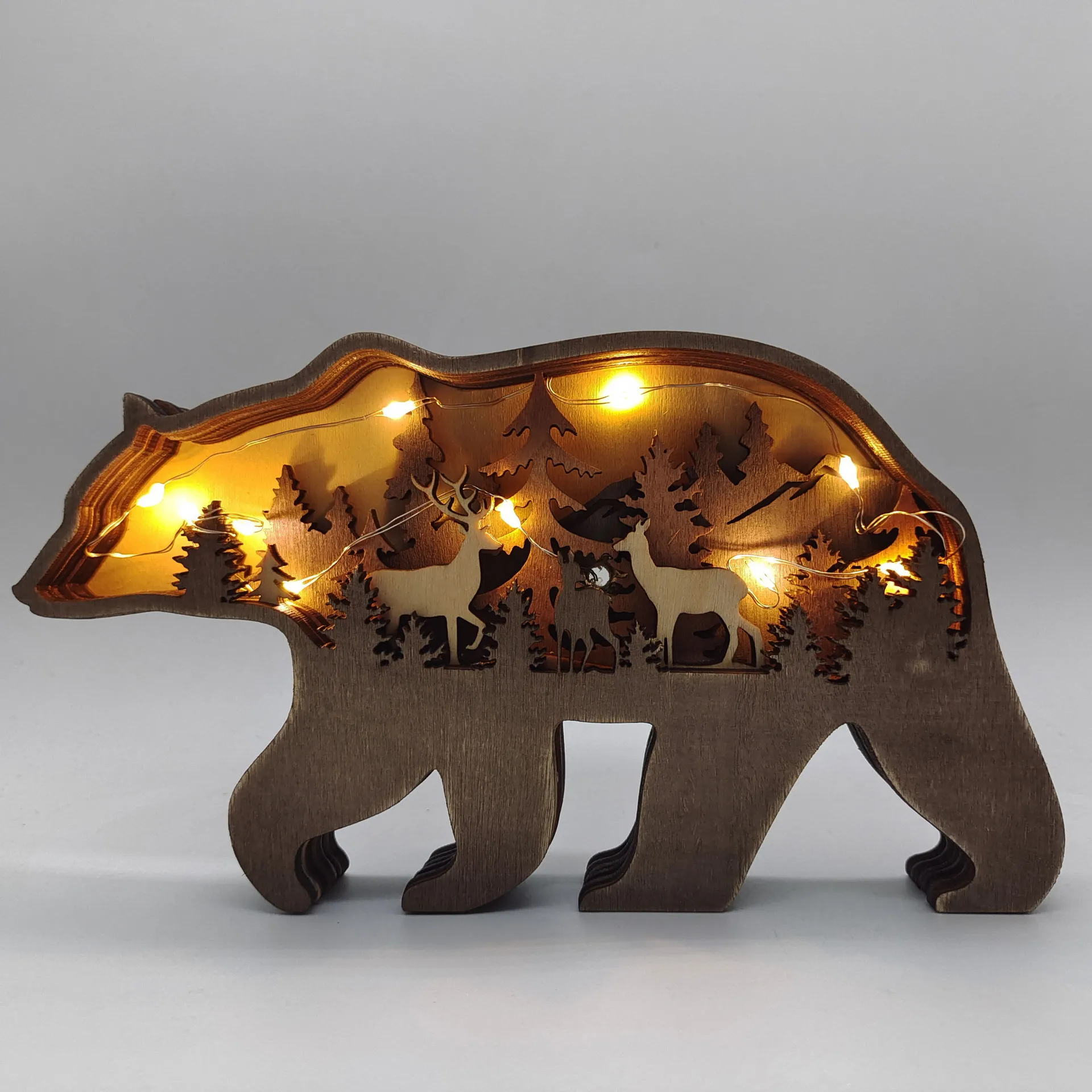 LED-Animal-Night-Light-Glowing-Wooden-Bear-Wolf-Bedside-Table-Lamp ...