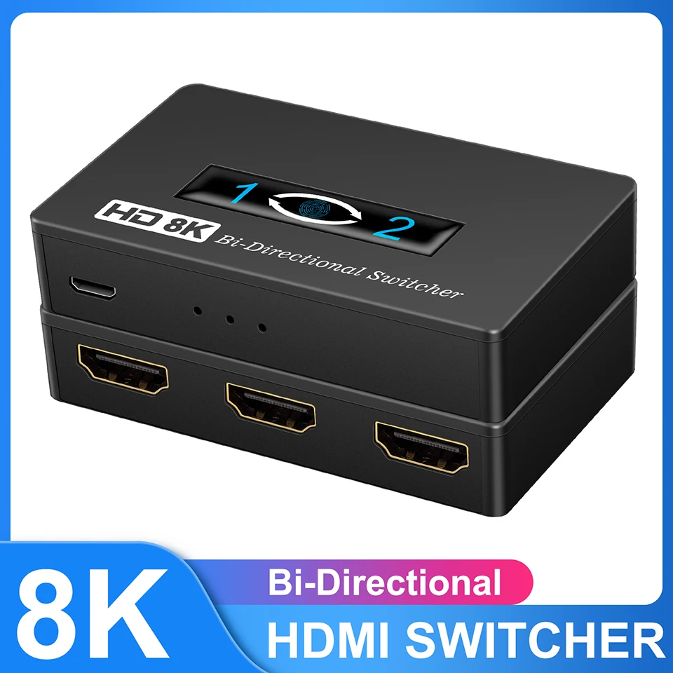 HDMI Switch 8K/4K/1080P Bidirectional 2 Input to 1 Output HDMI Switcher ...