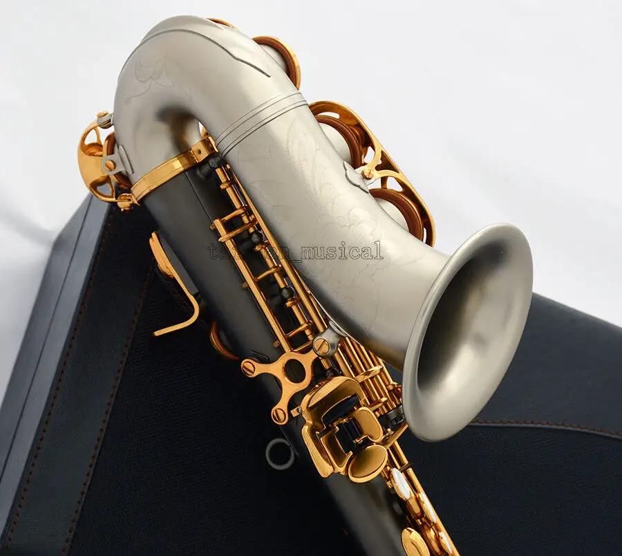 Customized Matte Curved Soprano Saxophone new Sax Black silver nickel ...