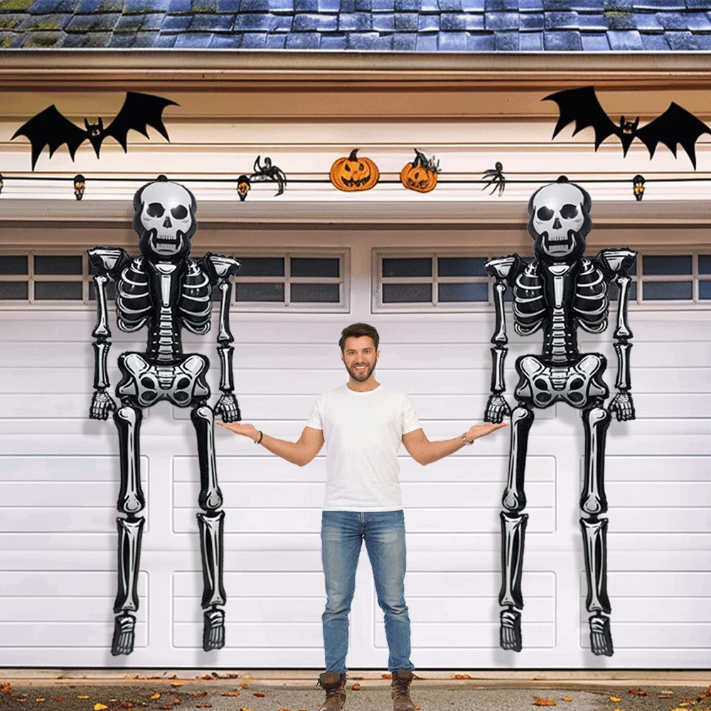 100'' Halloween Skull Balloon Giant Skeleton Foil Balloon Skeleton ...