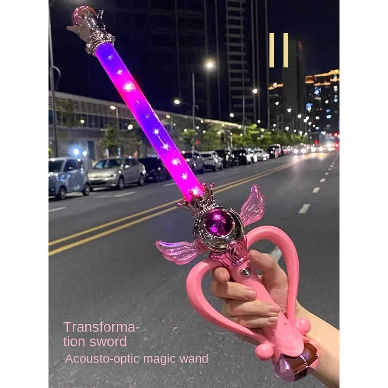 Children-s-fairy-magic-wand-toy-Light-up-laser-sword-Pink-maiden-heart ...