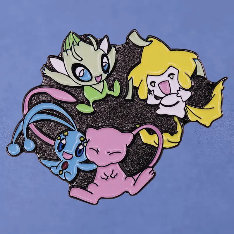 Pokemon-Celebi-And-Mew-Hard-Enamel-Pins-Collect-Kawaii-Anime-Elf-Metal ...