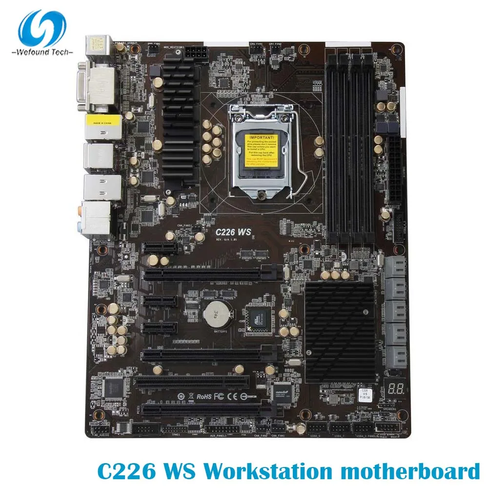 Para asrock c226 ws lga 1150 3 xpcie x16 duplo gigabit lan hdmi/dp/dvi ...