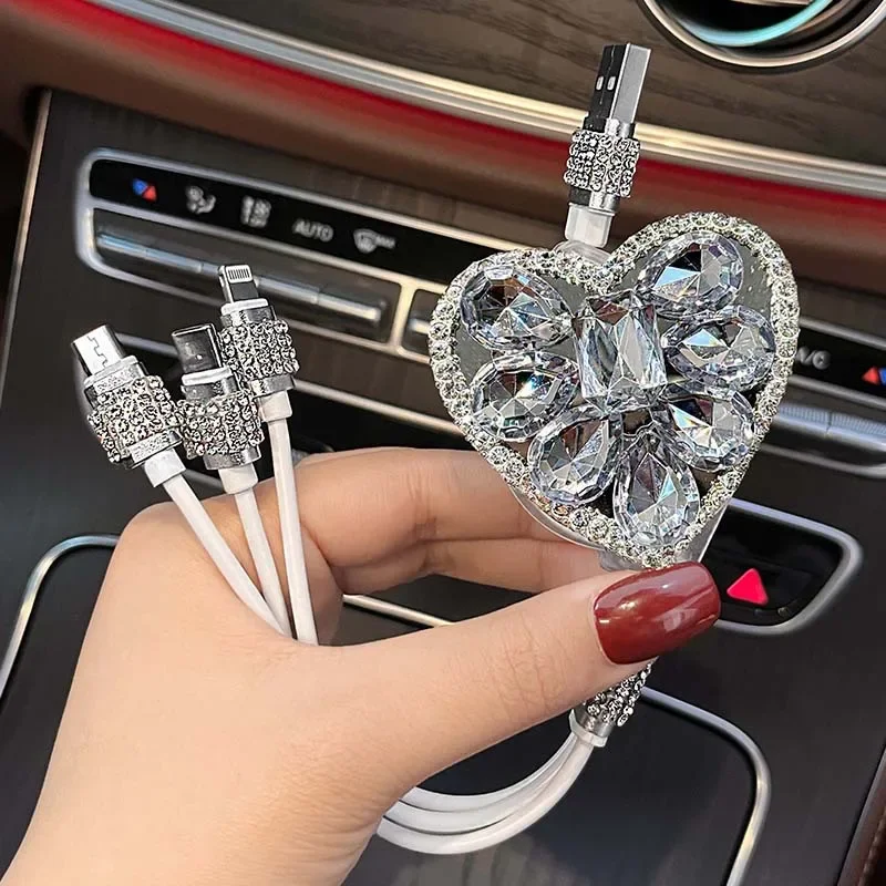 Bling-Diamond-Goddess-Love-Car-Charger-USB-Multi-Charging-Cable-Auto ...