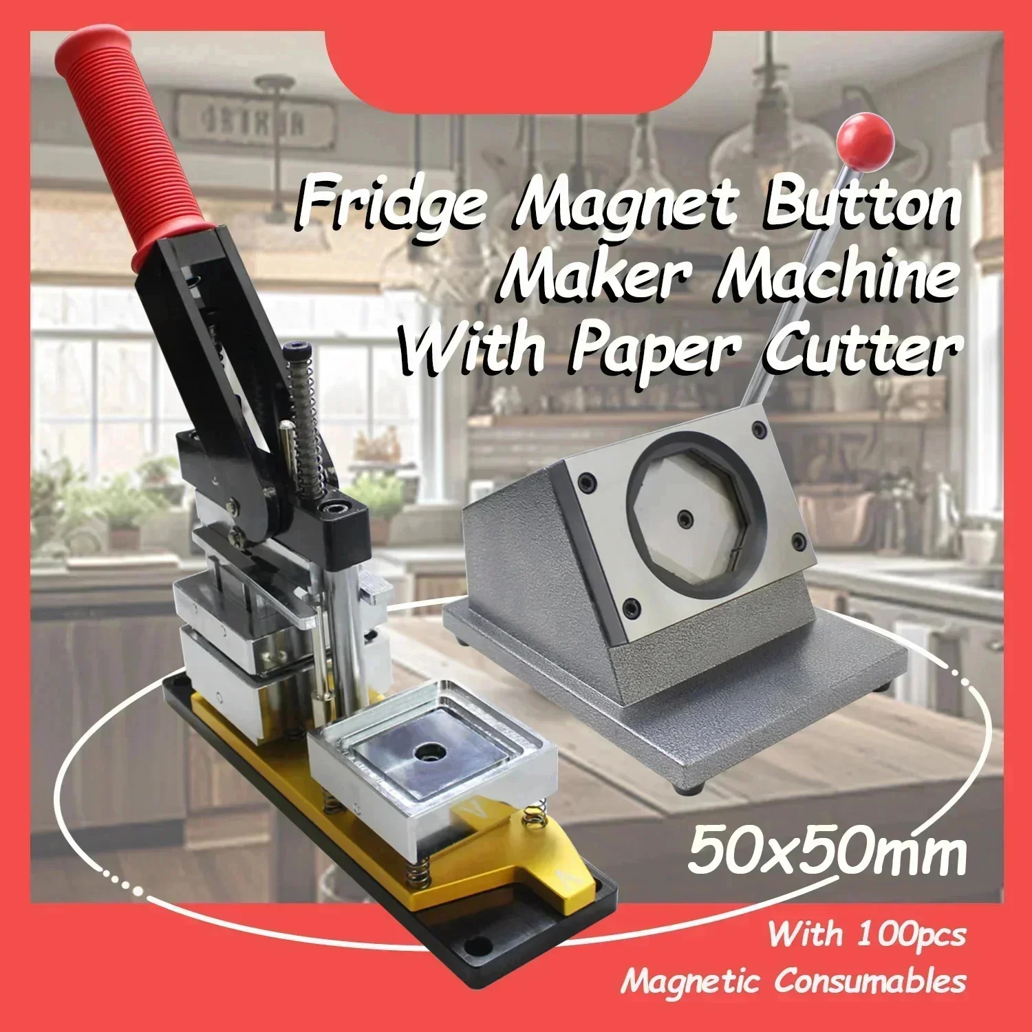 2"x2" (50x50mm) Custom Photo Kit Fridge Magnet Button Maker Machine ...