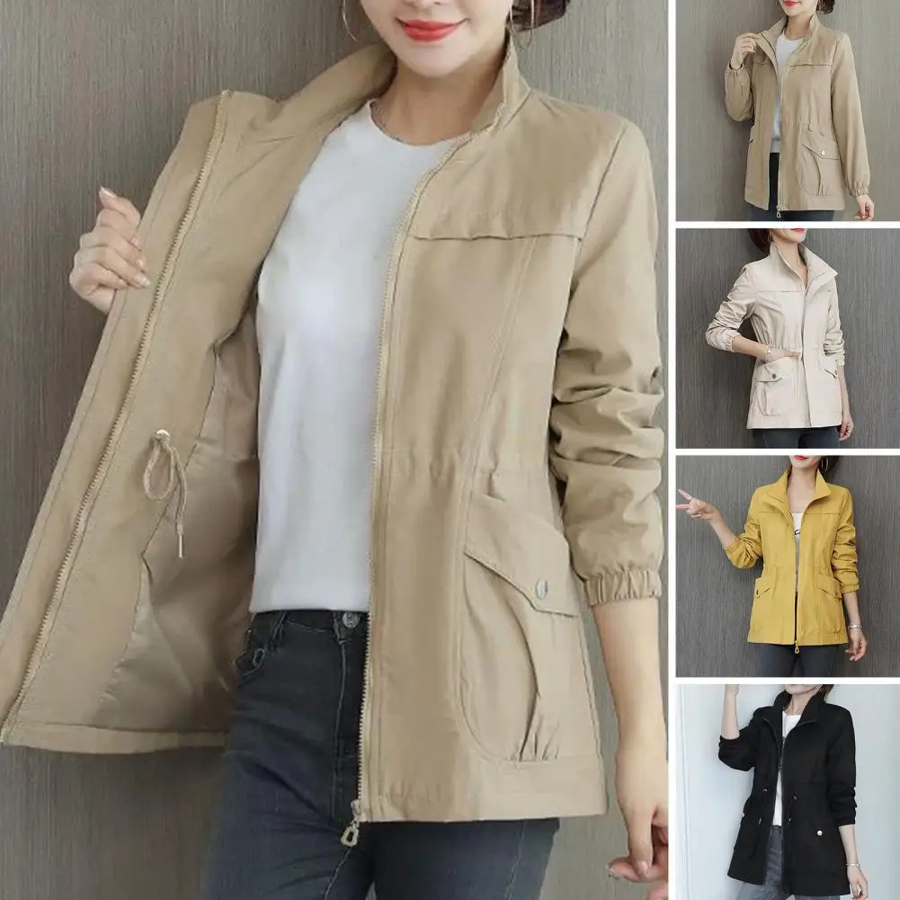 Long-Sleeve-Women-Coat-Women-Windbreaker-Jacket-Stylish-Women-s-Double ...