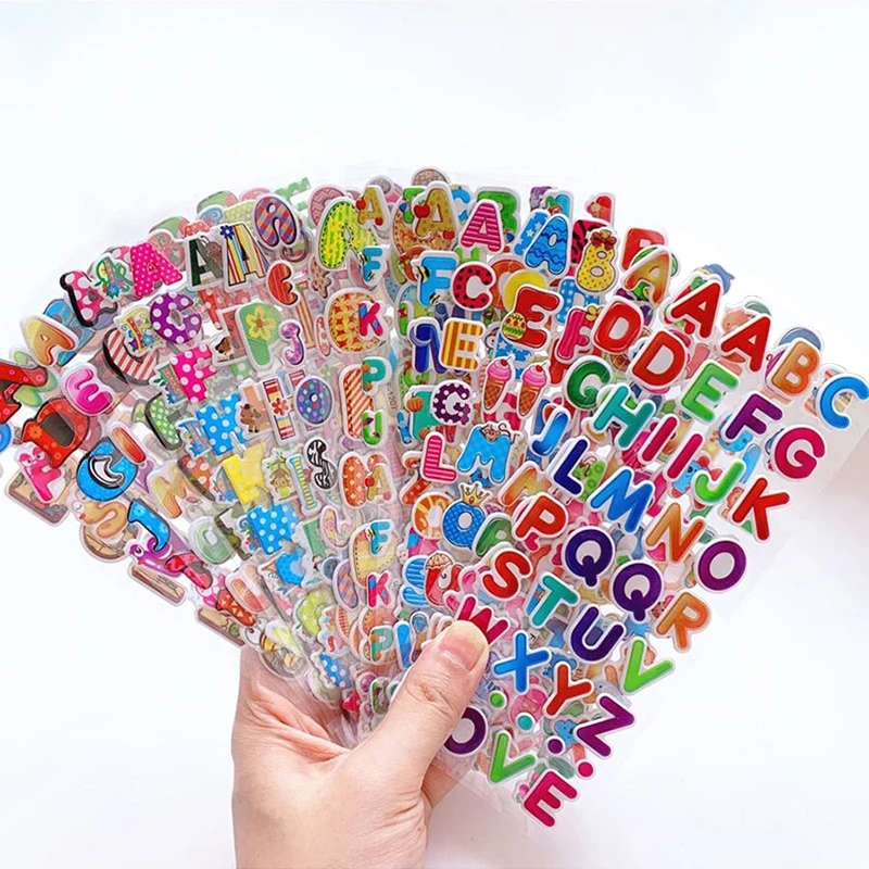 12PCS-Bubble-Stickers-Numeric-Alphabet-Children-Learning-Stickers-Cute ...