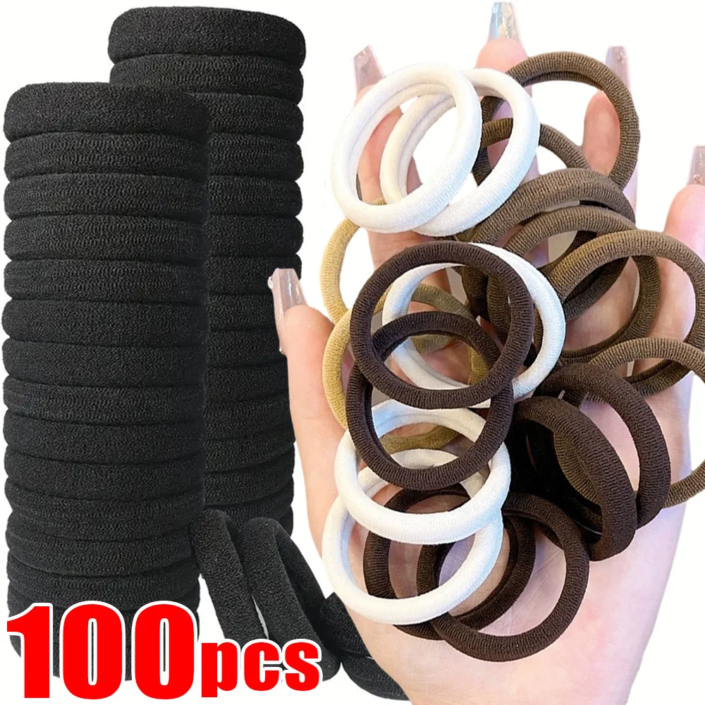 20-100pcs-High-Elastic-Hair-Rope-Women-Basic-Hair-Bands-Black-Coffee ...