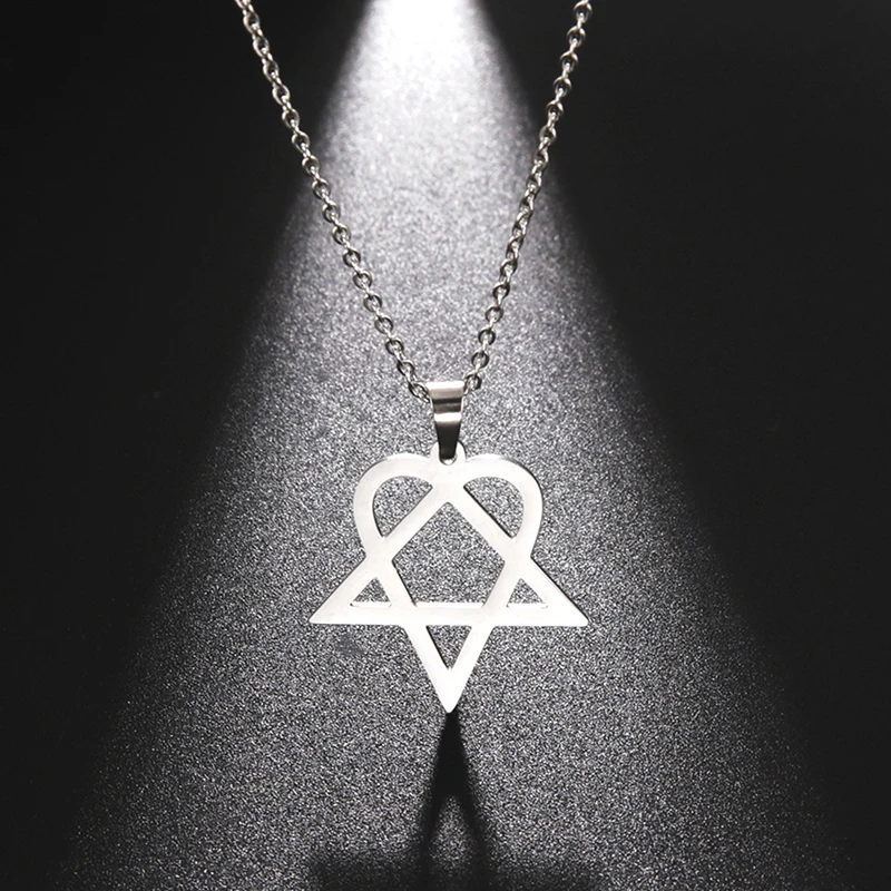 Classic Simple Personality Heartagram Star Heart Stainless Steel ...