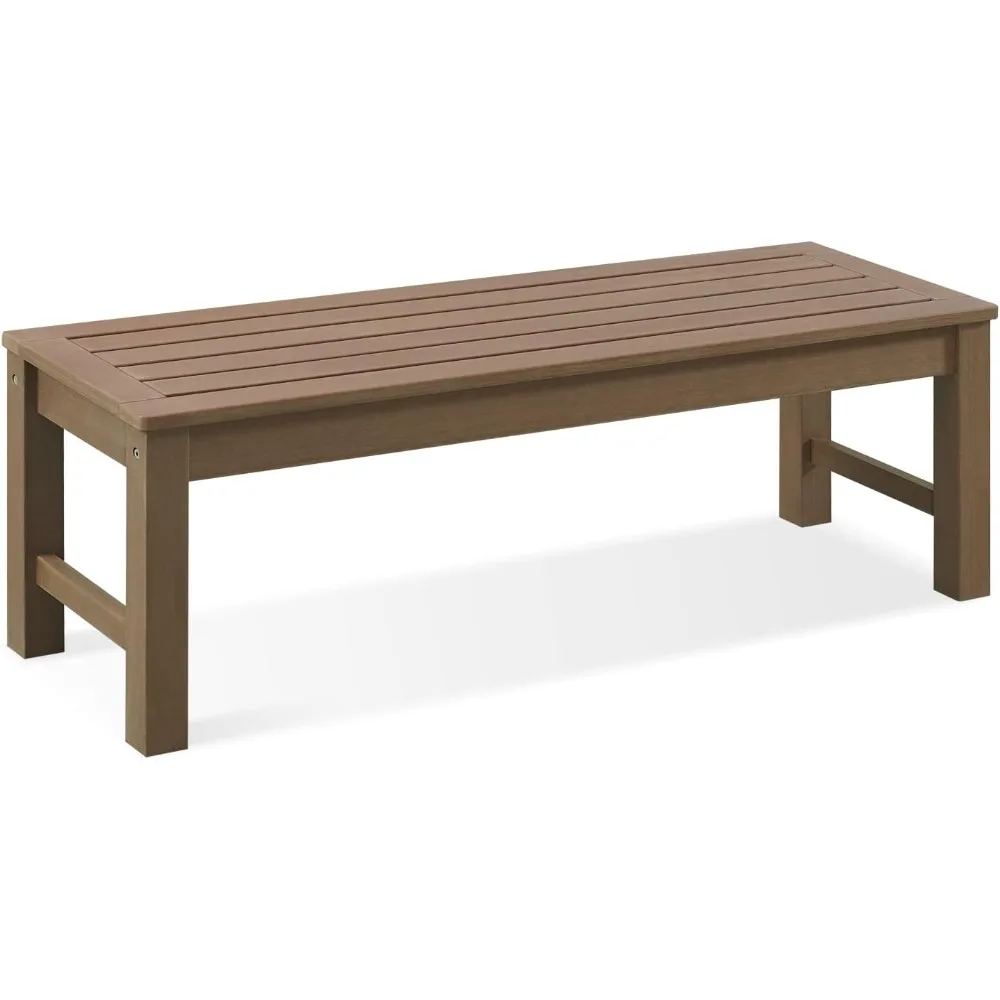 Two-outdoor-polyethylene-wood-terrace-backless-benches-a-weather ...