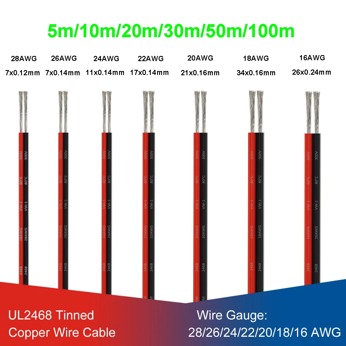 12V-led-Cable-2-Pin-Flexible-Electrical-Wire-JST-Connector-Red-Black ...