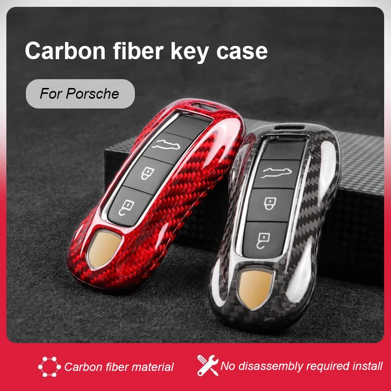 Car Key Shell Case Remote Key Housing Cover Carbon Fiber Black For ...