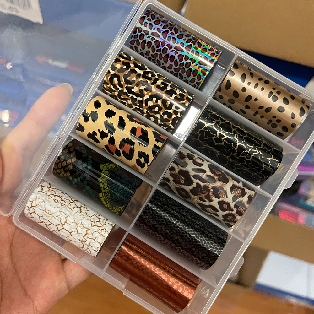 10-Rolls-Leopard-Print-Nail-Foils-Transfer-Paper-Amber-Nail-Art ...