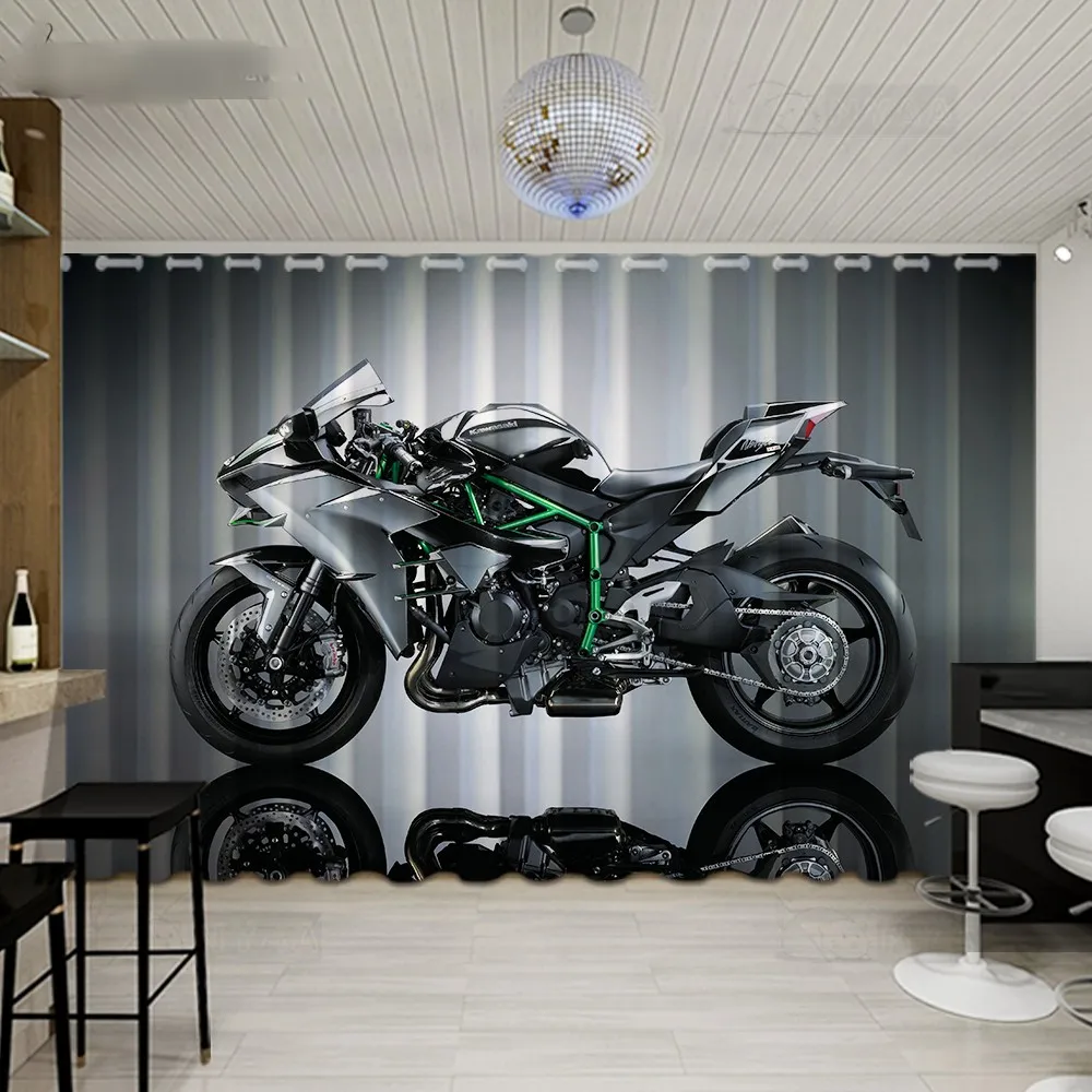 2PCS-Cool-Motorcycle-Boys-Dormitory-Curtain-Living-Room-Floor-to ...