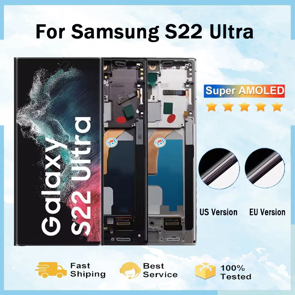 6.8"S22 Ultra AMOLED For Samsung Galaxy S22 Ultra 5G LCD Display Touch ...