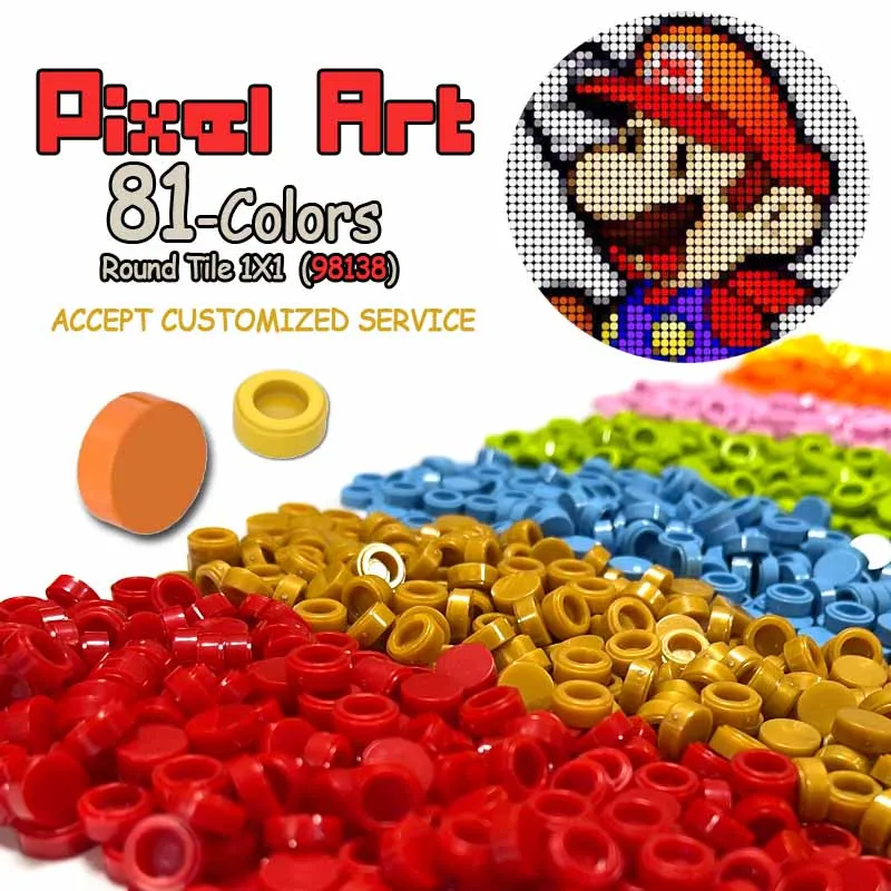 Puzzle,Pixel Art Stuff Brick Mosaic Toys for Artist,Tuile 1x1 Round ...
