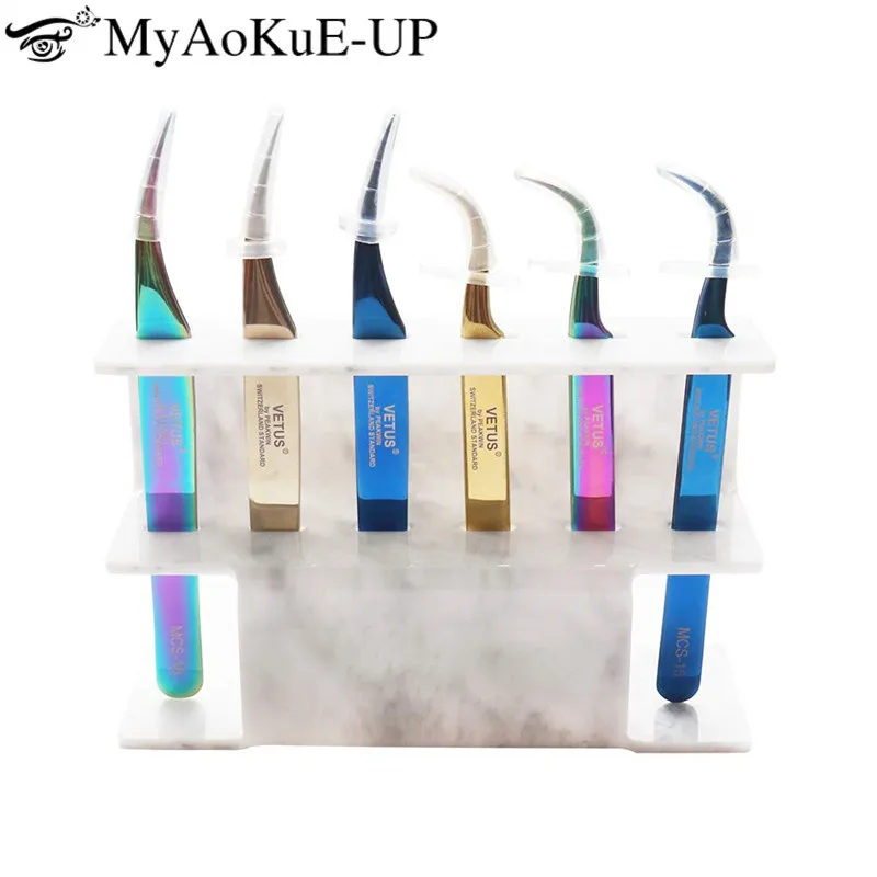 1Pcs 6 Holes Acrylic Tweezers Holder Eyelash Extension Supplies Display ...