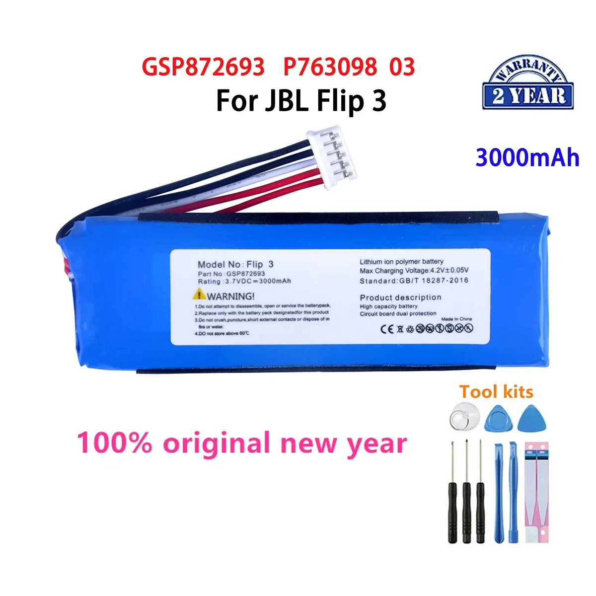 Original-GSP872693-P763098-03-3000mAh-Replacement-Battery-For-JBL-Flip ...