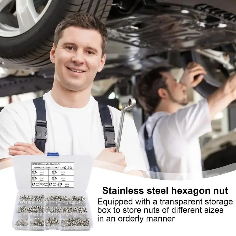 Hex-Nuts-Kit-Stainless-Steel-Metric-Fasteners-Hardware-Hexagon-Nut ...