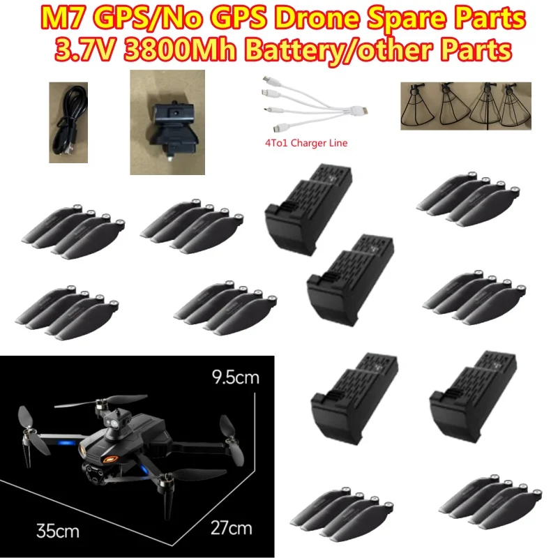 4DRC M7 Battery Blades M7 GPS/No GPS RC Drone Spare Parts 3.7V 3800Mah ...