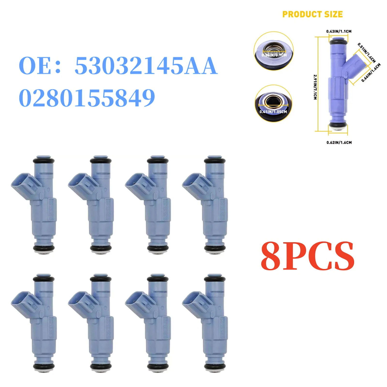 8Pcs 53032145AA For Dodge Dakota Durango Car Fuel Injectors 0280155849 ...