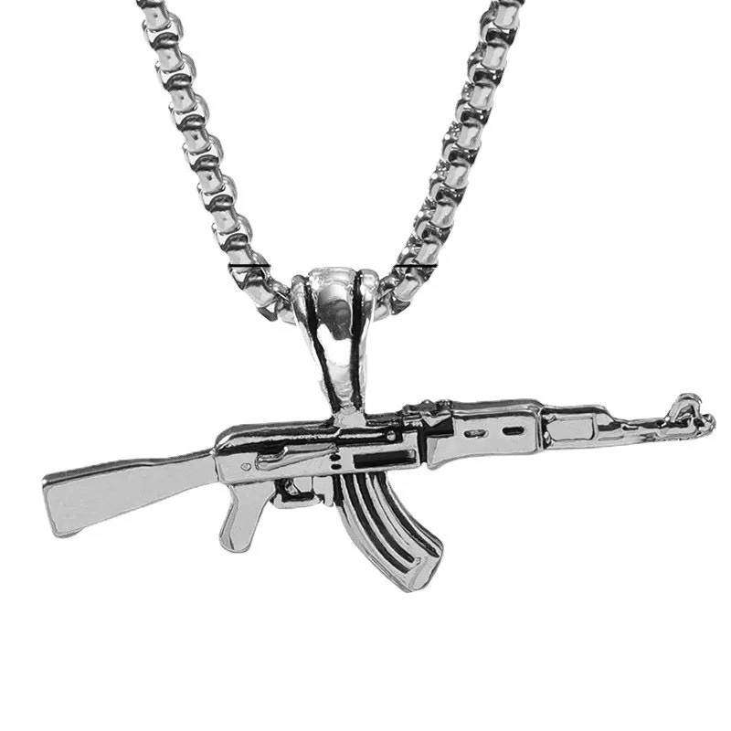 Retro-domineering-men-s-AK47-assault-rifle-pendant-necklace-hip-hop ...