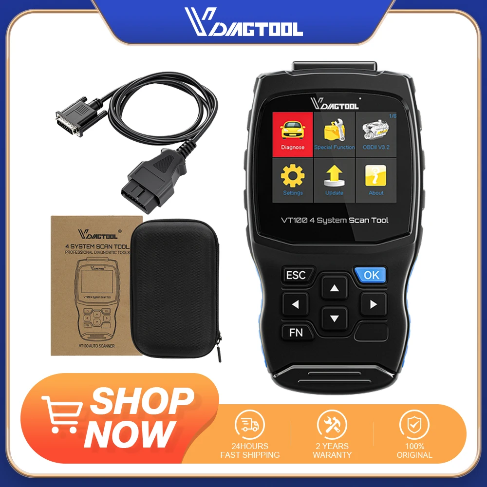 VDIAGTOOL VT100 Diagnostic Tools SRS/ABS/Transmission/Engine OBD2 ...