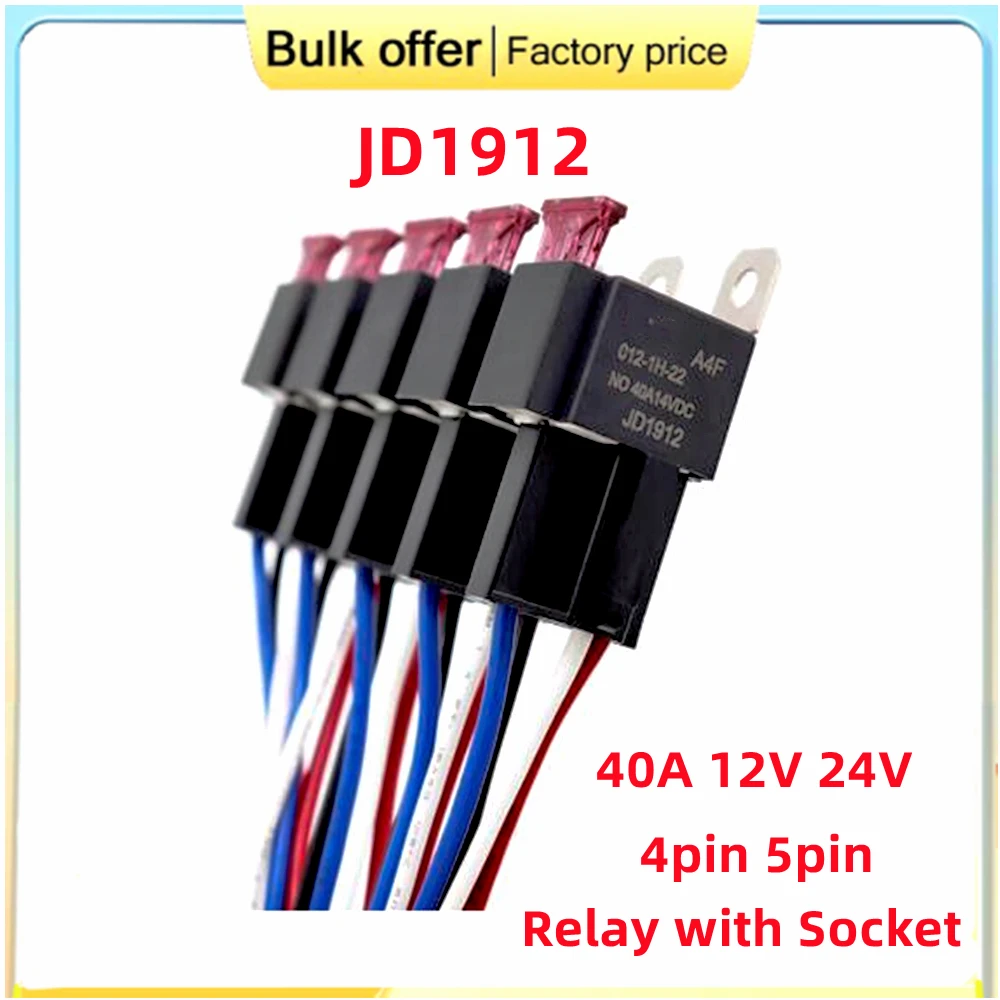 Relais 12 Volts Waterproof 12V 24V 40A 4P 5Pin Automotive Relay JD1912 ...