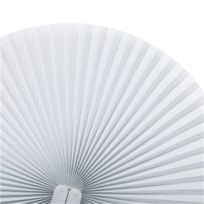 Éventail pliable en papier,round-50pcs--Éventail Pliant Blanc en Forme ...