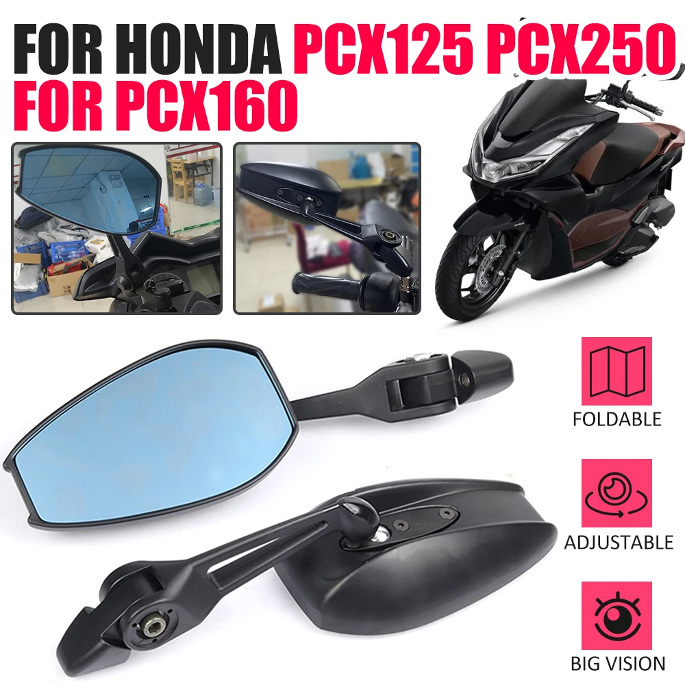 혼다 PCX160 PCX 160 PCX125 PCX150 PCX 125 150 오토바이 사이드 백미러, 넓은 각도 조절 가능 미러 액세서리