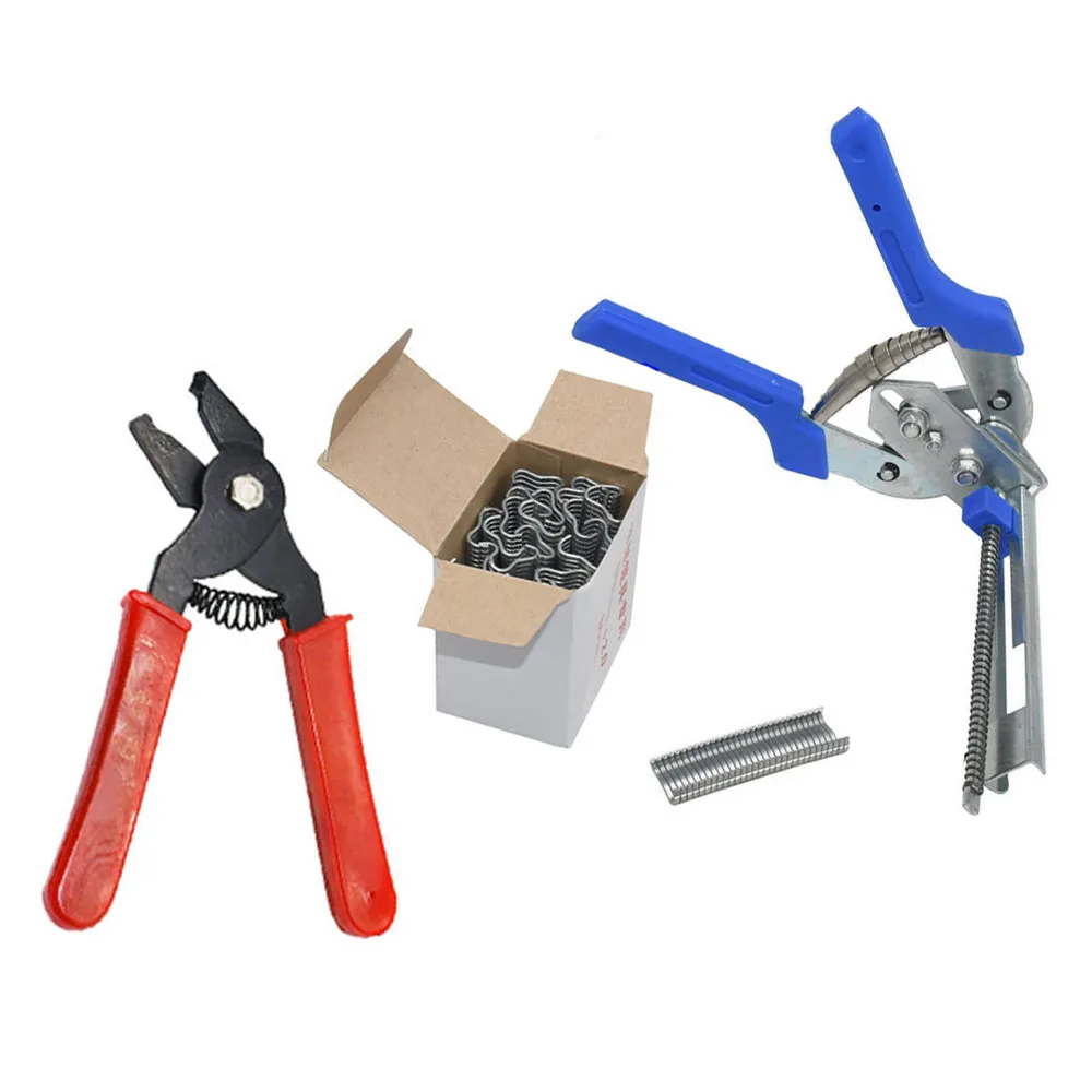 Hog-Ring-Plier-Tool-and-600-Pcs-M-Clips-Staples-Chicken-Mesh-Cage-Wire ...