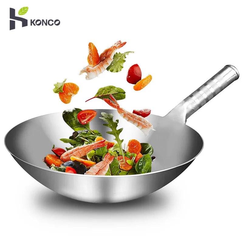Wok de acero inoxidable antiadherente, sartenes tradicionales para ...