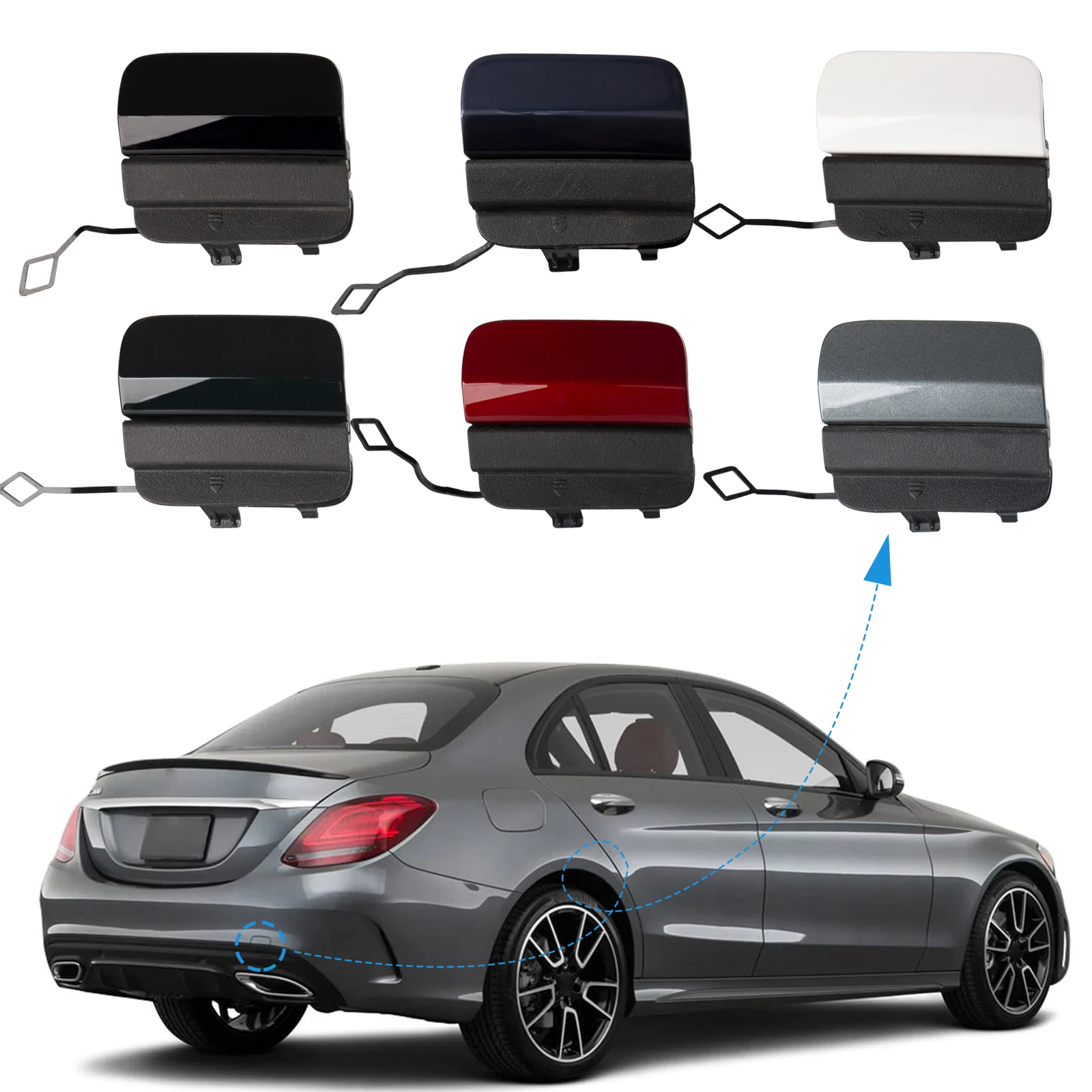 Rear-Bumper-Tow-Hook-Cover-Cap-Towing-Eye-For-Mercedes-Benz-C-Class ...