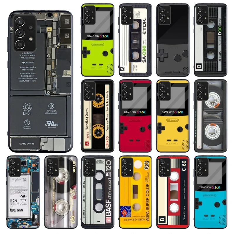 Cassette Tape Battery Game Boy Case for Samsung Galaxy A15 A35 A55 A52 ...