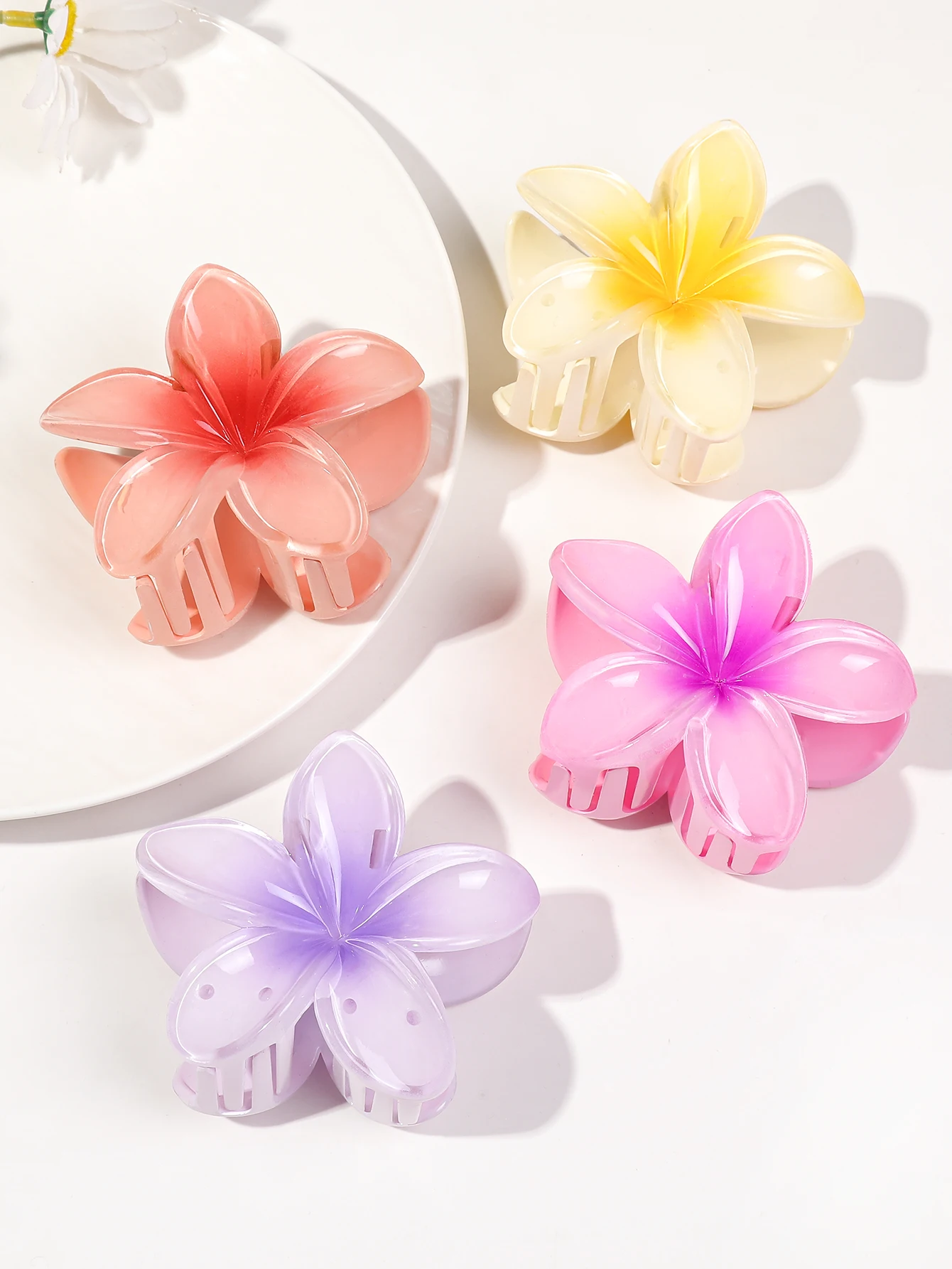 1/4Pcs Cute Flower Banana Hair Claw Clip for Thick Hair,Strong Hold ...