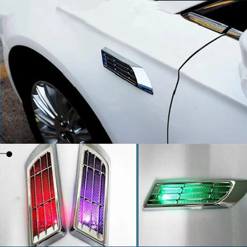 Car-luminous-leaf-panel-solar-warning-light-hood-imitation-fake-air ...