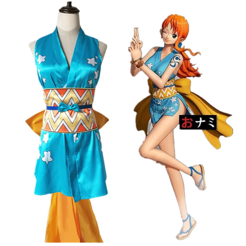 Anime-Cosplay-Nami-Cosplay-Costumes-Wig-Sleeveless-Clothing-Side-Slit ...