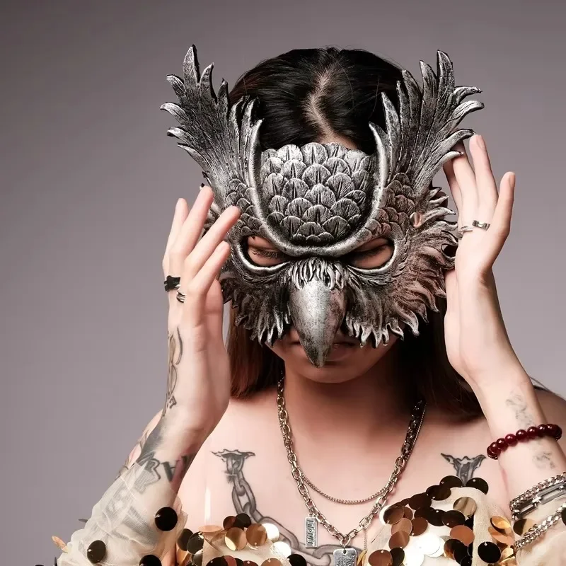 Aigle oiseau Satan masque Punk demi visage démon masque hommes femmes ...