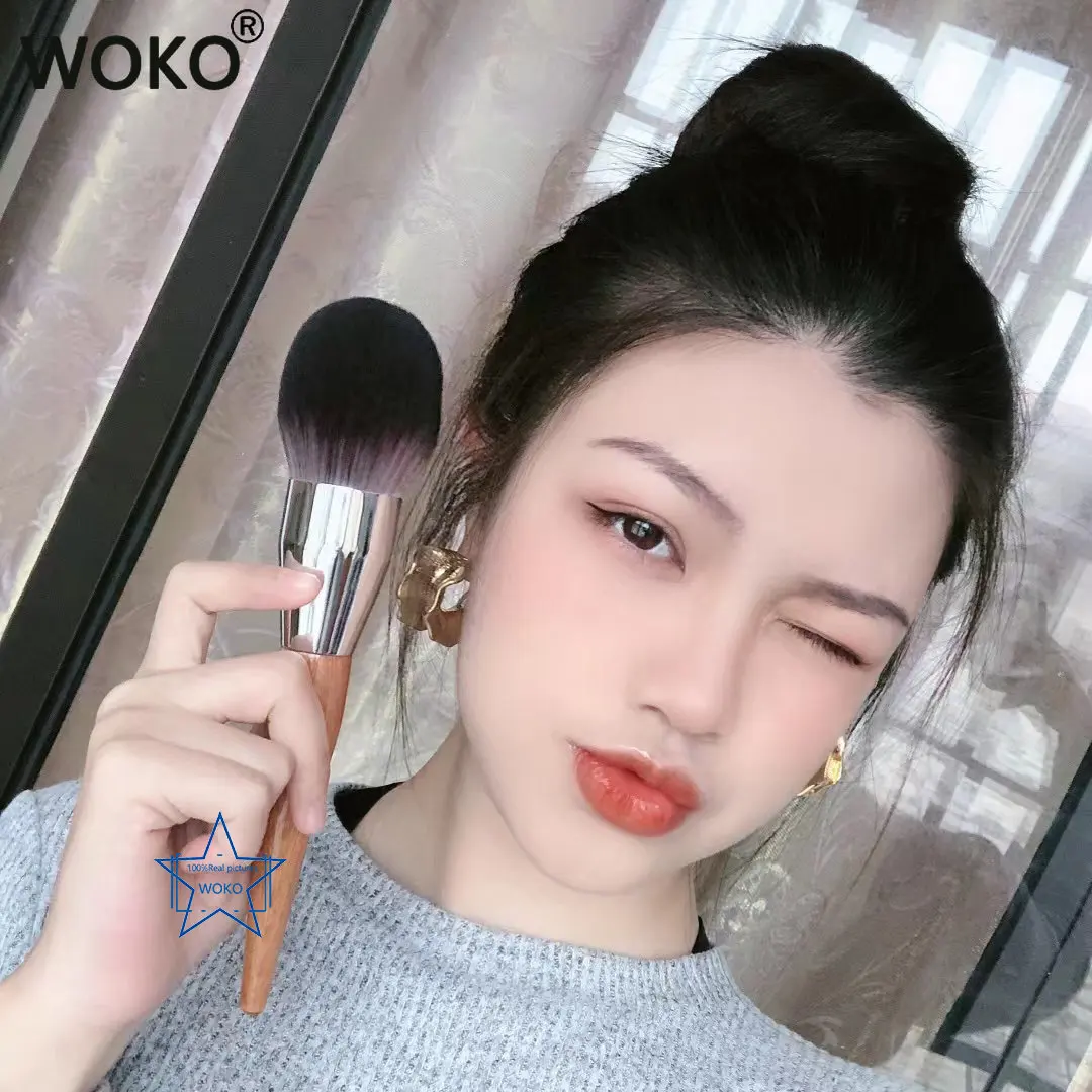 빅 파우더 브러쉬 페이스 브론저 파우더 메이크업 브러쉬 하이엔드 메탈솔리드 우드 라운드 헤드 고밀도 합성 헤어 메이크업 도구
