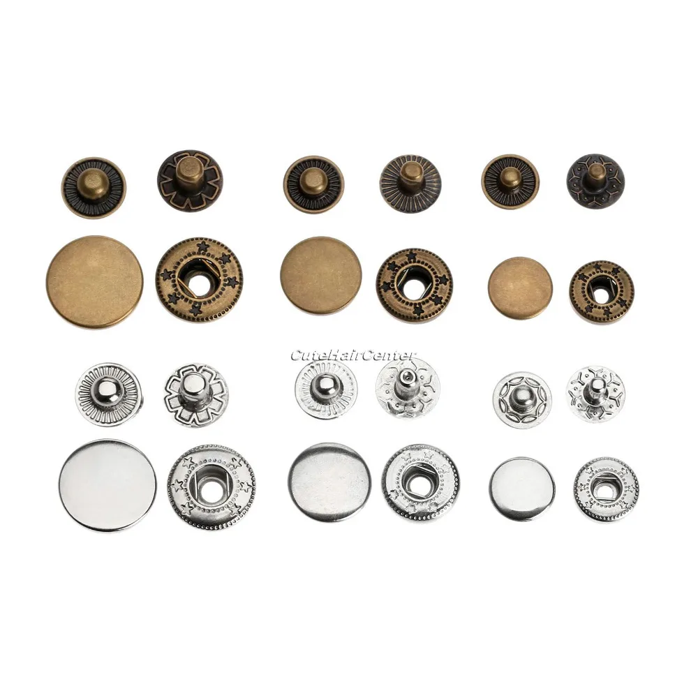 50 juegos de botones de remache rápido, sujetadores a presión para ropa ...