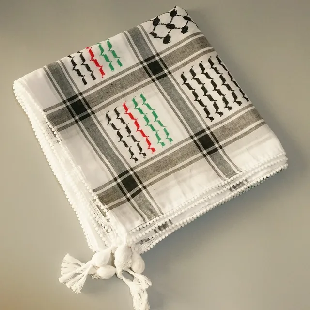 Islamic Print Scarf Unisex Lightweight Plaid Men Women Tassel Arab ...