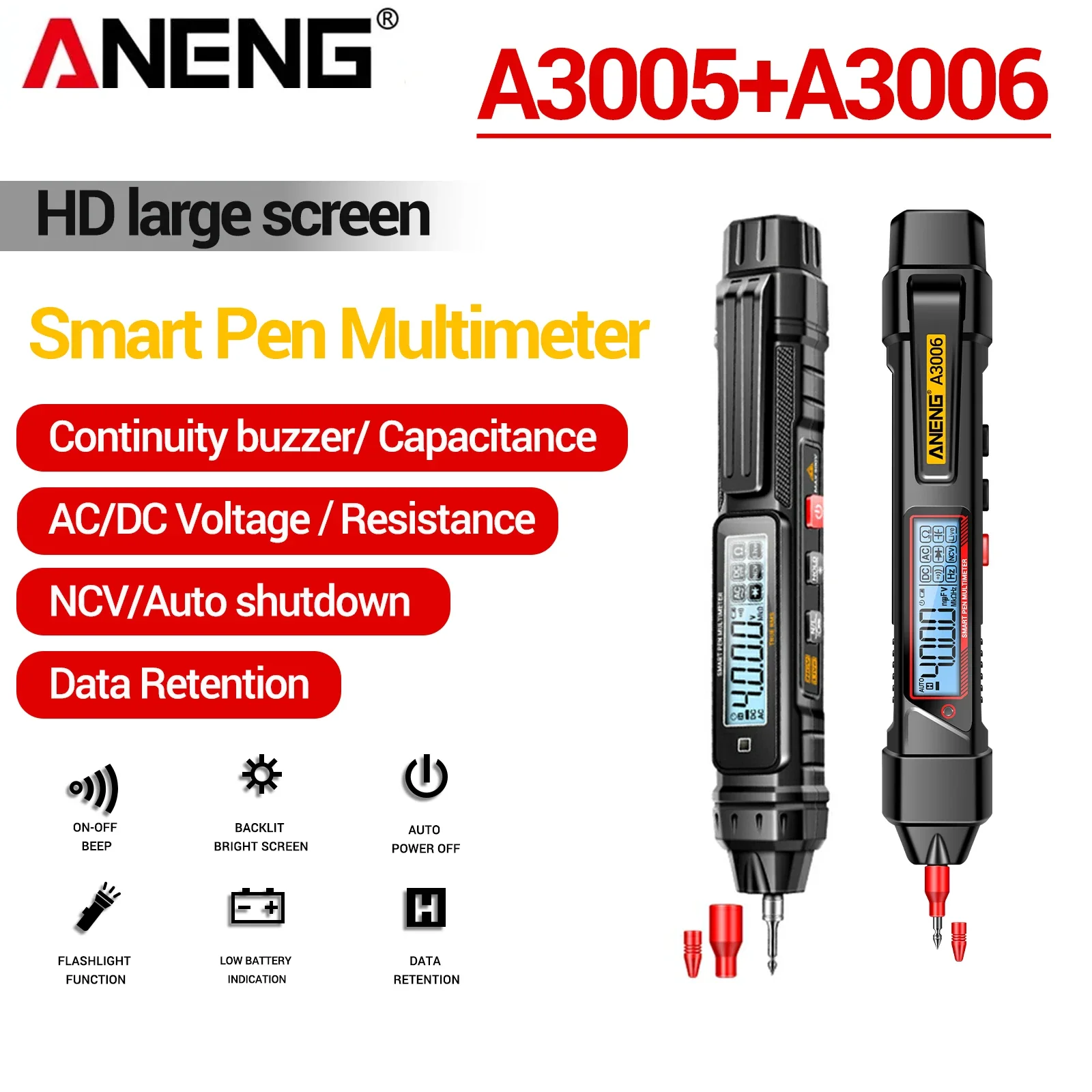 Digital Multimeter Pen Type Professional 4000 Counts ANENG Meter Non ...