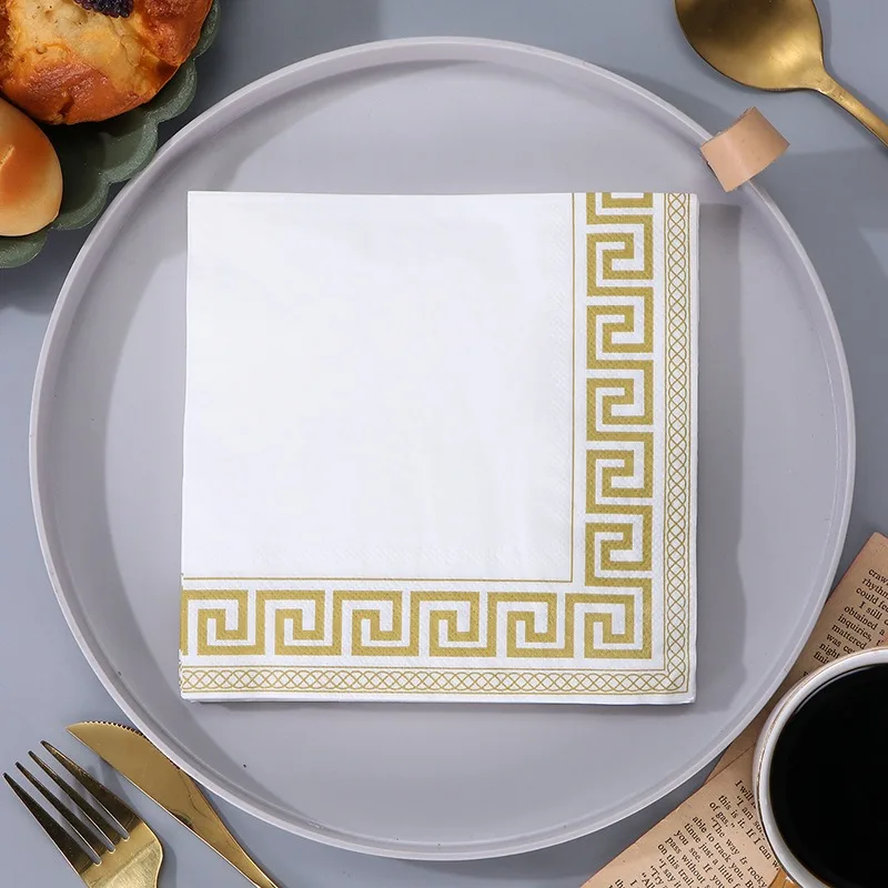 20Pcs/pack Disposable Gold Silver Edge Printed Napkins Hotels ...