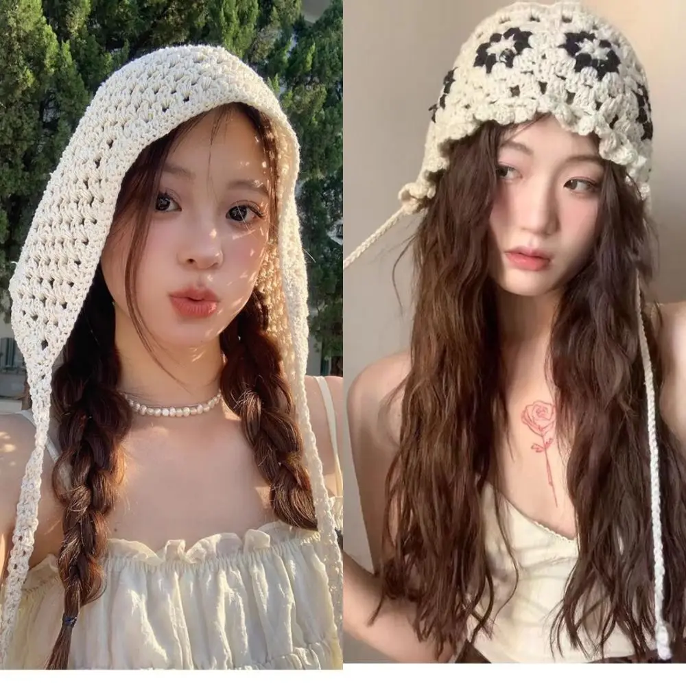 Sweet-Handmade-Crochet-Hats-Retro-Ethnic-Bun-Hats-Breathable-Hollowed ...