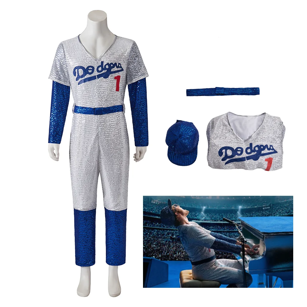 Elton-John-Cosplay-Costume-Dodgers-Baseball-Uniform-White-Sequined ...