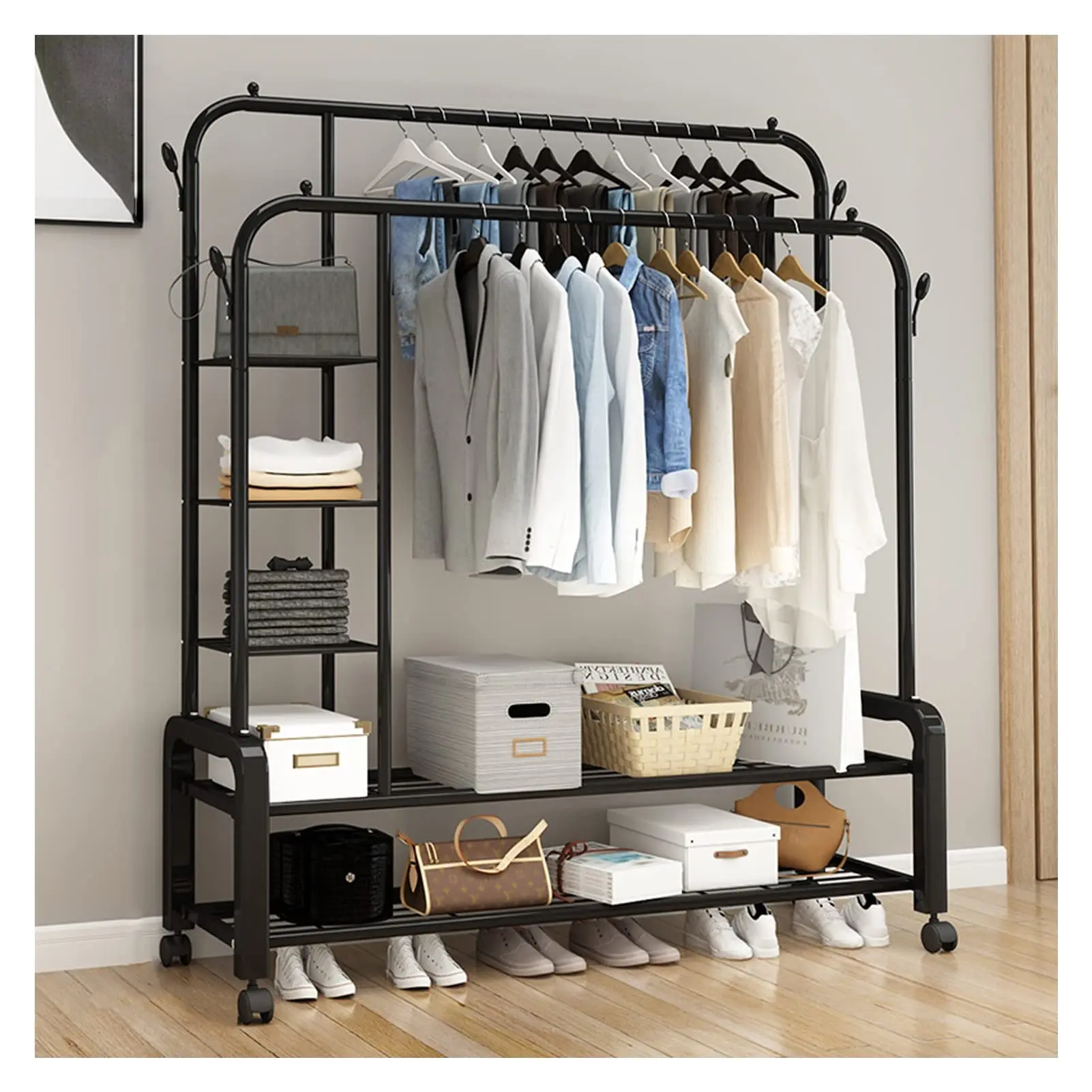 Double-Rods-Garment-Rack-with-Wheels-Clothing-Rack-for-Hanging-Clothes ...